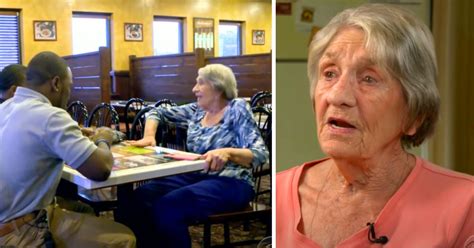 Lonely Widow Is Sitting At Restaurant All Alone When Three Young Men