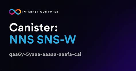 Canister Nns Sns W Icp Dashboard