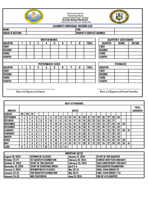 Learners Individual Record Template Pdf