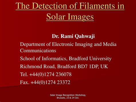 PPT The Detection Of Filaments In Solar Images PowerPoint Presentation ID