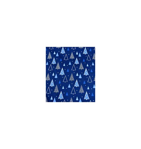 Tissu popeline de coton bleu marine motifs sapins de Noël Au Fil de Léontine