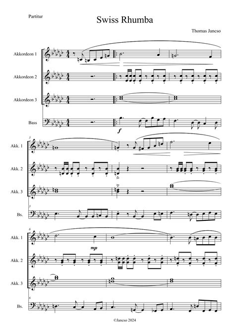 Swiss Rhumba By Thomas Jancso Sheet Music For Chamber Group At Sheet