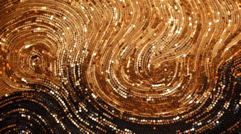Top View Black Fabric With Waves Of Round Sequins Creating A Textured
