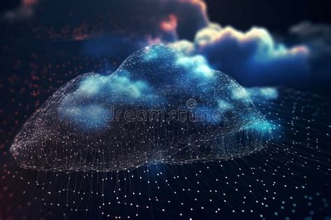 Ai Generative Abstract Cloud Computing Concept 3d Rendering Toned Image Double Exposure Stock