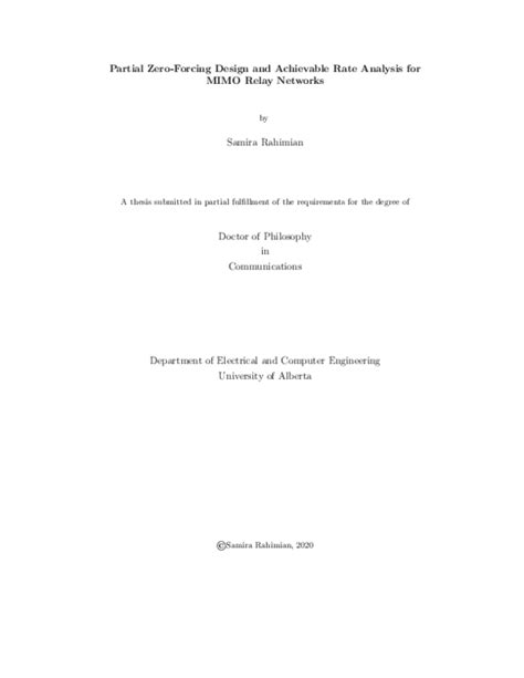 pdf partial zero forcing design and achievable rate analysis for mimo