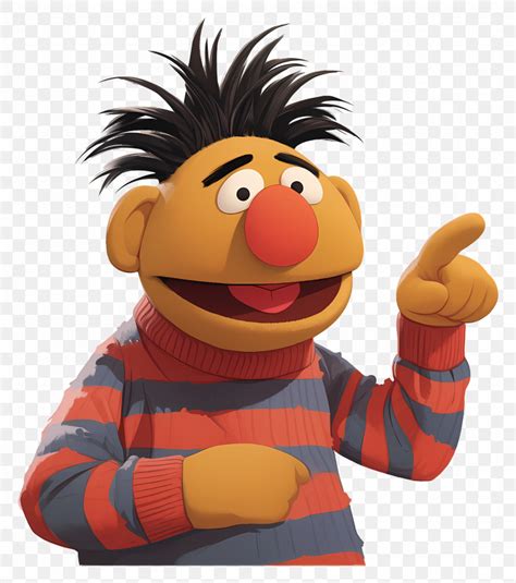 Ernie Muppet Style Character In Striped Sweater Png 3572x4036px