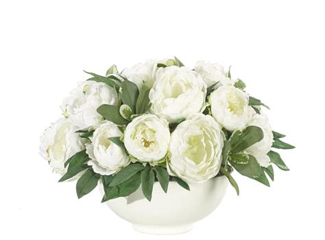 Peony White Glass Vasefaux Watergarden 14 Ndi