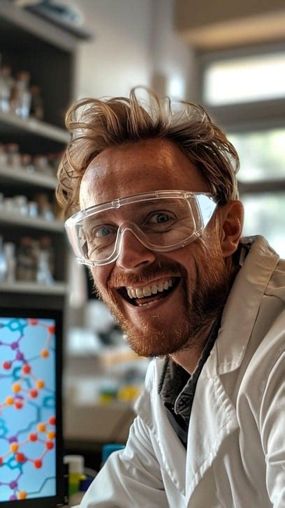 Free Joyful Scientist Portrait Image Scientist Smiling Safety