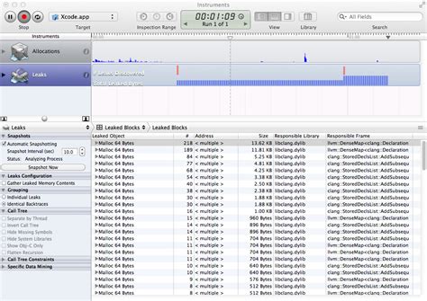 Xcode4 Xcode 41 Leaks Memory Stack Overflow