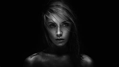 Monochrome Women Portrait Face Model Wallpaper Coolwallpapersme