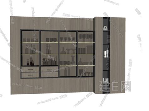 现代酒柜模型su模型下载 Id104418951 建e室内设计网