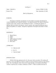 EXPERIMENT LAB REPORT Docx Uy Lab Report Name Ysabella Uy Section CHEM L