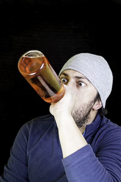 Alcoholic Drunk Man With Whiskey Glass In Alcohol Addiction Silhouette