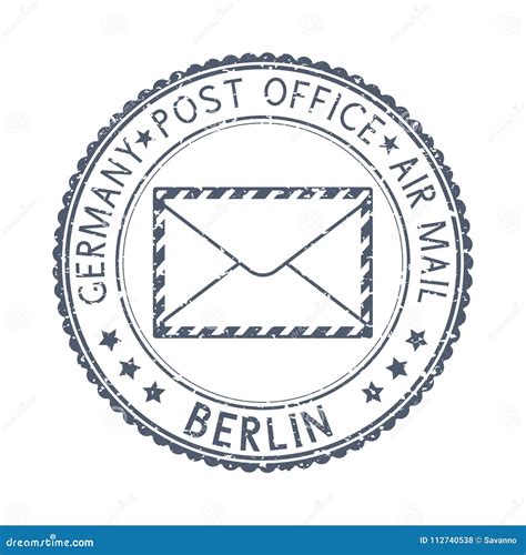 Gray Postal Stamp Berlin Germany Postmark With Envelope Sign Stock