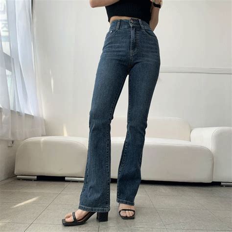 바비라벨 ~2xl기장2개 찰떡pt 하이웨스트 투버튼 스판 진청 봄 여름 가을 세미부츠컷 일자핏 부츠컷 데님팬츠 청바지