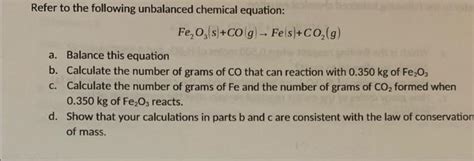 Solved Refer To The Following Unbalanced Chemical Equation Chegg