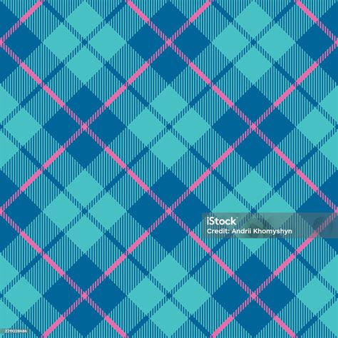 파란색과 분홍색 음영의 클래식 타탄 패턴 시대를 초월한 디자인은 배경 직물 및 디지털 아트 프로젝트에 이상적입니다 따뜻함과 질감을 더하기에 적합합니다 0명에 대한 스톡 벡터