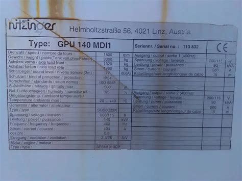 Used Hitzinger Gpu 140 Mdi1 Ground Power Unit Gpu For Sale Auction