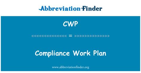 Cwp Significa Plan De Trabajo De Cumplimiento Compliance Work Plan