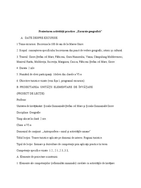 Plan Excursie Pdf