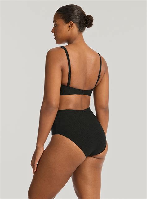 Sea Level Honeycomb Cross Front Multifit Bikini Top Black Debras