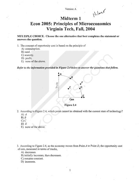 30 Questions On Principles Of Microeconomics Exam 1 Econ 2005