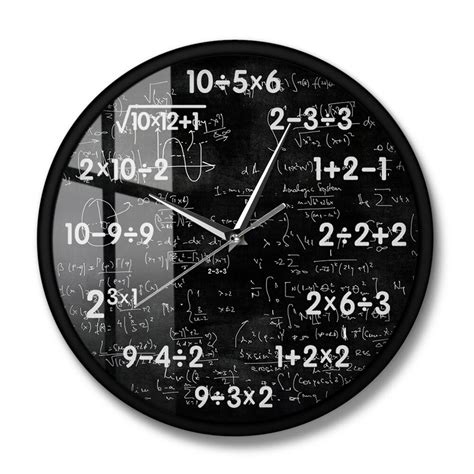 Math Class Black Chalkboard Silent Wall Clock Math Grandado Math Class Black Chalkboard Silent Wall Clock Math Grandado