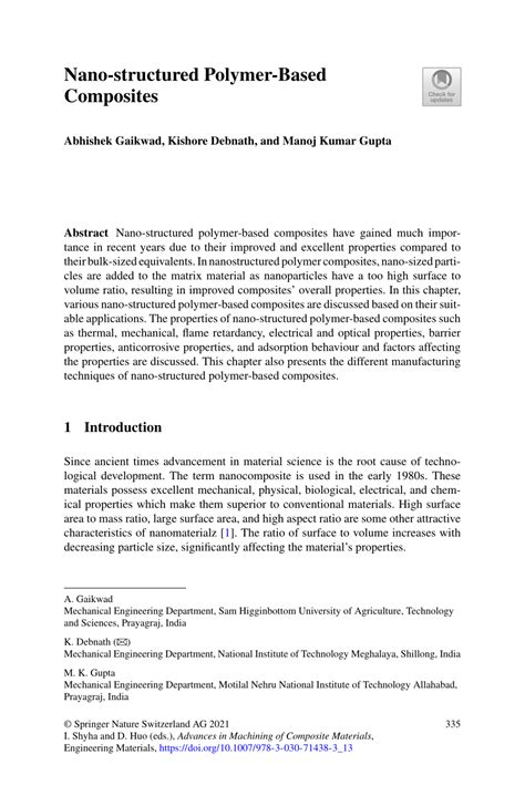 Pdf Nano Structured Polymer Based Composites