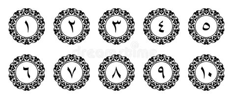 Arabic Numerals With Ornamental Design Isolated On White Background