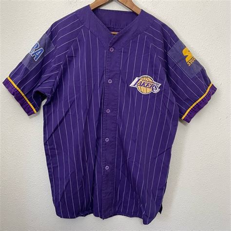 STARTER Shirts Vintage Starter Pinstripe Nba La Lakers Baseball