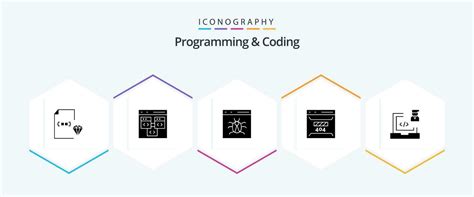 Programming And Coding 25 Glyph Icon Pack Including Error Develop