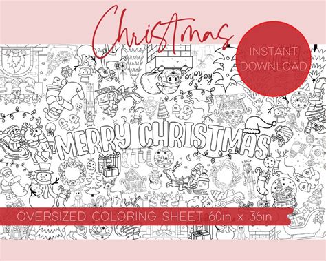 Giant Christmas Coloring Sheet Coloring Table Cloth Holiday
