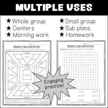 Morphology Slideshow And Practice Review Worksheets Bases Rupt And