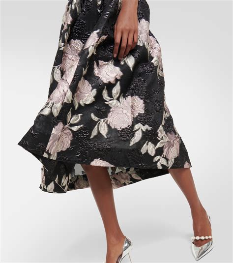 Floral Jacquard Midi Dress In Black Monique Lhuillier Mytheresa