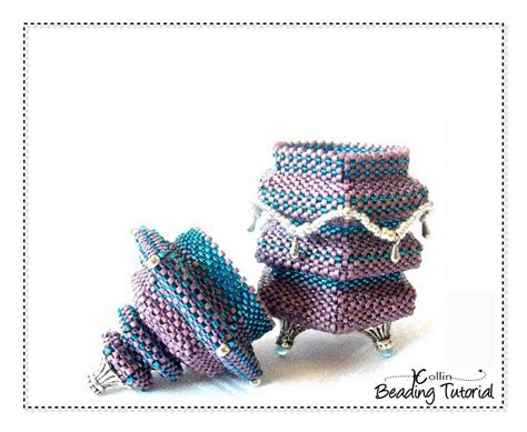 Beaded Pagoda Beading Pattern Hexagonal Box With Lid Geometric Peyote