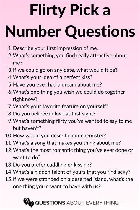 105 Flirty Pick A Number Questions In 2024 Pick A Number Questions
