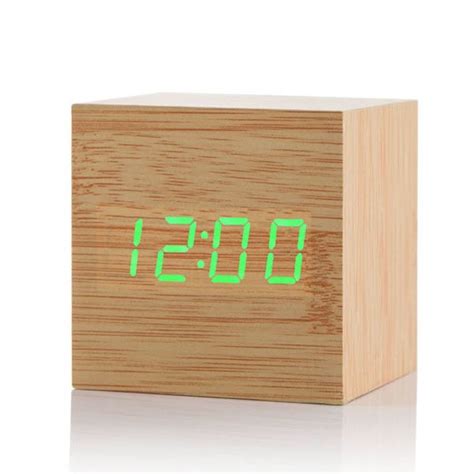 Wooden Cube Alarm Clock