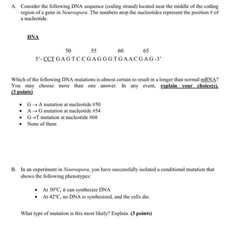 Solved A Consider The Following Dna Sequence Coding