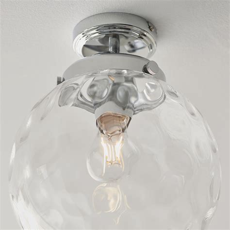 Elston Dimpled Glass Globe Flush Ceiling Light Chrome Lightbox