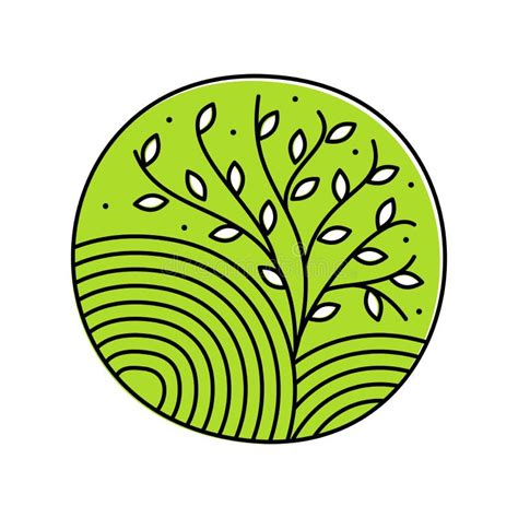 Monoline Circle Tree Or Plant Stock Vector Illustration Of Company Abstract