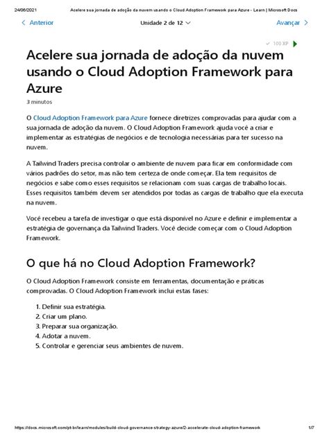 Acelere Sua Jornada De Adoção Da Nuvem Usando O Cloud Adoption Framework Para Azure Learn