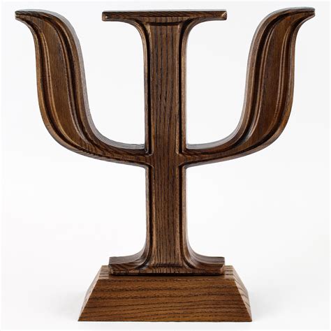 Wooden Psychology Symbol Psi Sign Sculpture Psychologist Office