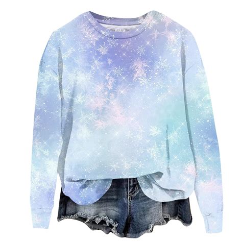Qcmgmg Christmas Sweatshirt For Women Plus Size Snowflake Print Long