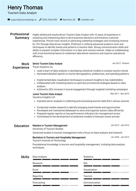18 Tourism Data Analyst Resume Examples And Templates For 2025