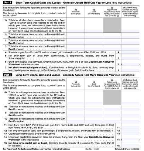 Schedule D Form 1040 Report Capital Gains And Losses 2024
