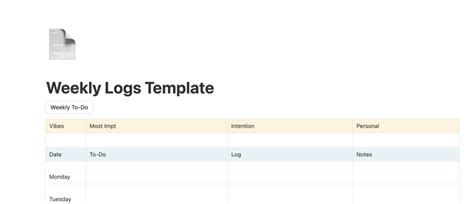 Weekly Logs Notion Template