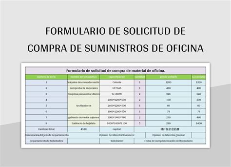 Plantilla De Excel Formulario De Solicitud De Compra De Suministros De
