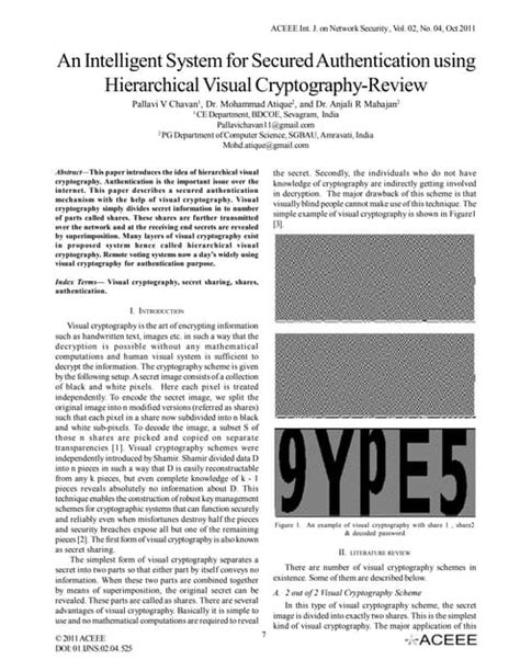 An Intelligent System For Secured Authentication Using Hierarchical Visual Cryptography Review Pdf
