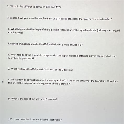 Solved 2 What Is The Difference Between Gtp And Atp 3 Where Have You Seen The Involvement Of