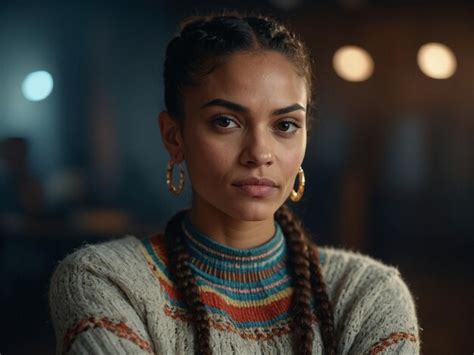 A Woman With Hoop Earrings Arms Crossed With A Slight 21 Premium Ai